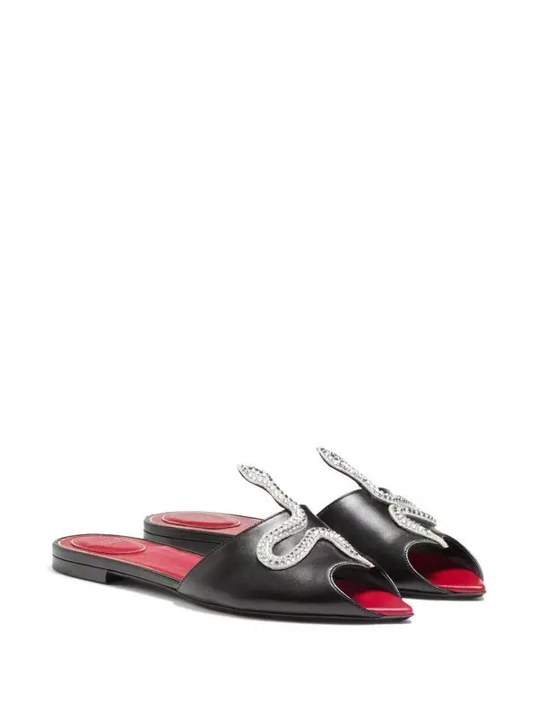 Valentino Garavani Coeur Vipère Kidskin Slide Sandals - Black