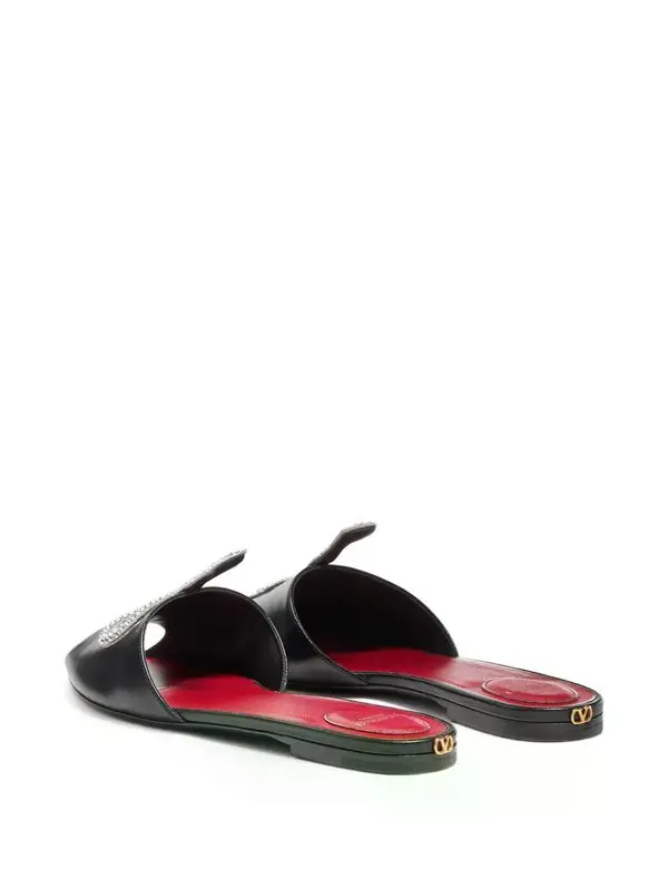 Valentino Garavani Coeur Vipère Kidskin Slide Sandals - Black