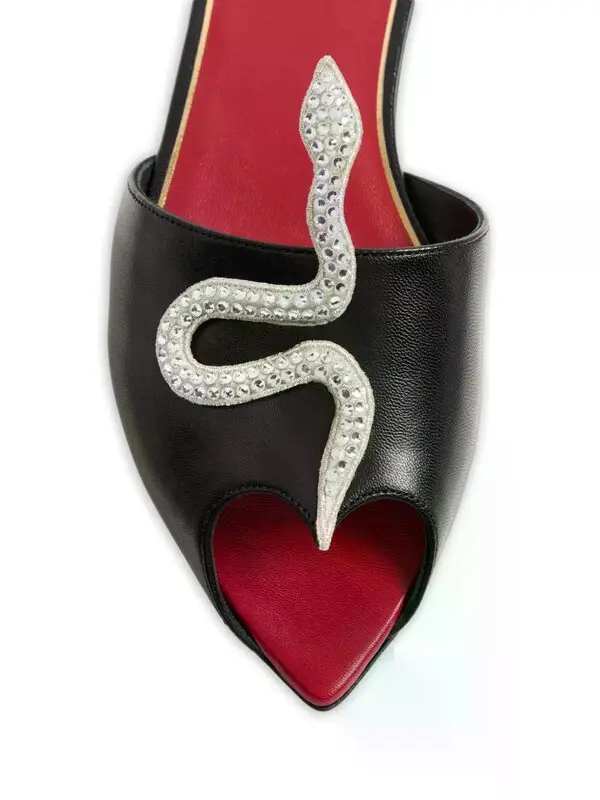 Valentino Garavani Coeur Vipère Kidskin Slide Sandals - Black