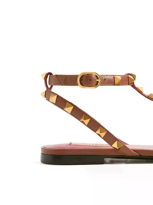Valentino Garavani Studded Kidskin Sandals - Brown