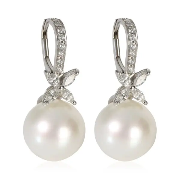 Tiffany & Co. Pearl And Diamond Victoria Earrings - Platinum