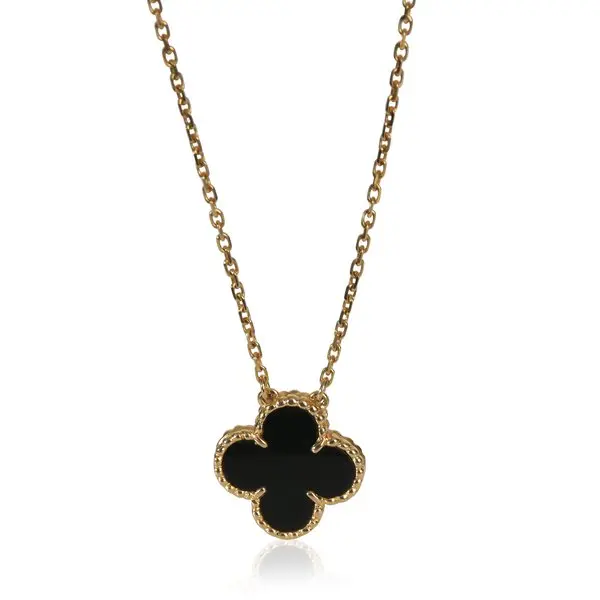 Van Cleef & Arpels 18k Yellow Gold Onyx Vintage Pendant Necklace - Yellow_gold