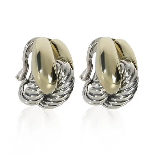 David Yurman Yellow Gold & Sterling Silver Labyrinth Earrings - Yellow_gold/sterling_silver