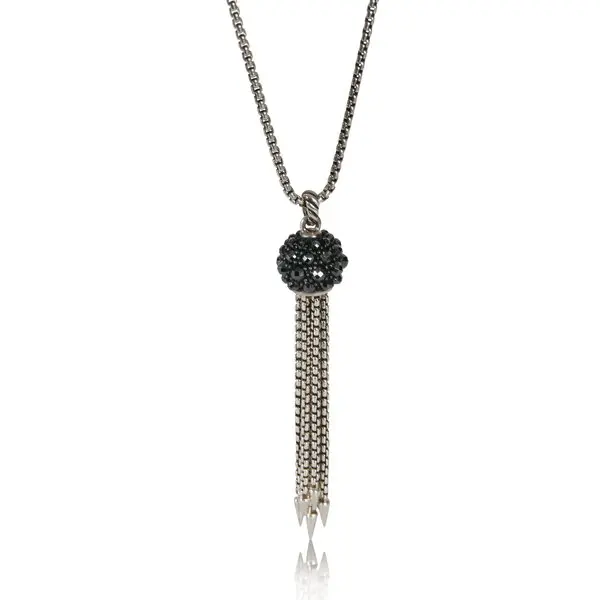 David Yurman Sterling Silver Hematite Tassel Necklace - Sterling_silver