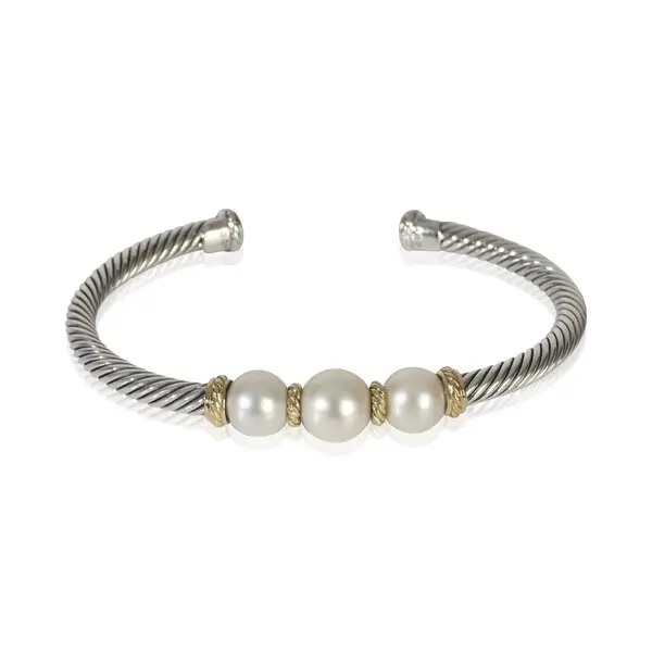 David Yurman Yellow Gold & Sterling Silver Pearl Cable Bracelet - Yellow_gold/sterling_silver