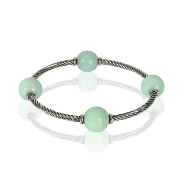 David Yurman Sterling Silver Chrysoprase Mustique Bracelet - Sterling_silver