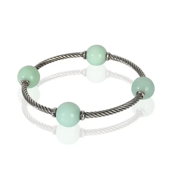 David Yurman Sterling Silver Chrysoprase Mustique Bracelet