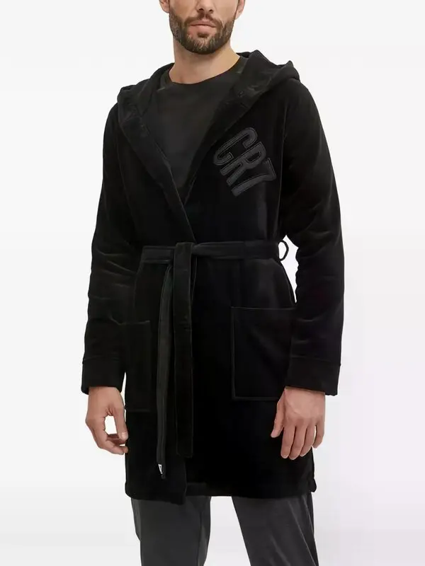 CR7 CRISTIANO RONALDO Hooded Belted Loungewear - Black