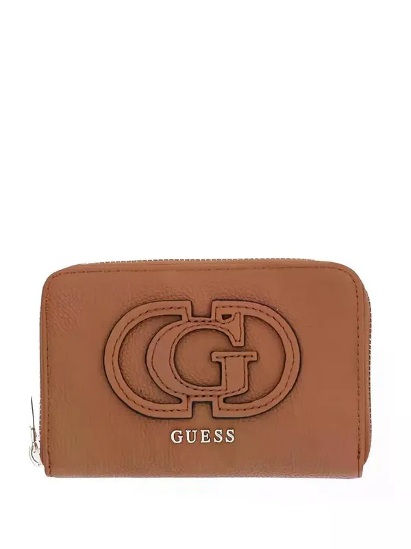 Guess Logo Zip Wallet - Brown