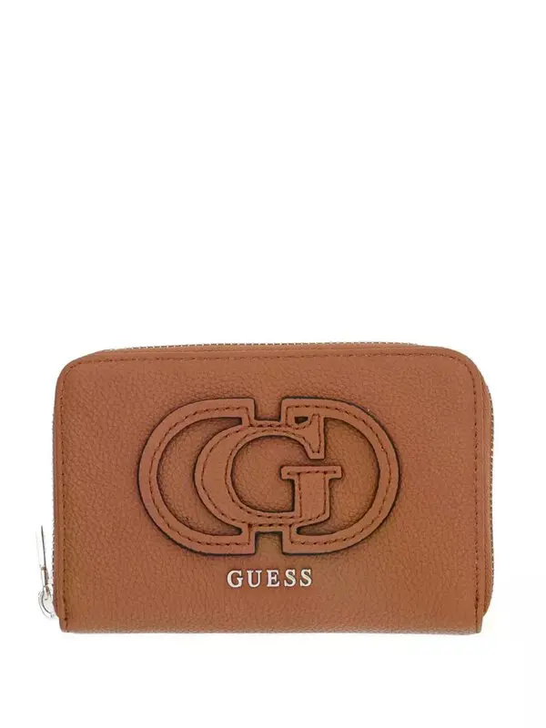 Guess Logo Zip Wallet - Brown