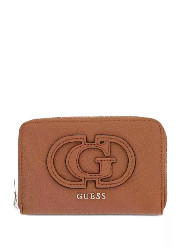 Guess Logo Zip Wallet - Brown