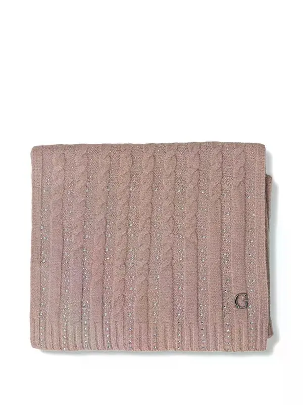 Guess Cable-knit Rhinestone-embellished Scarf