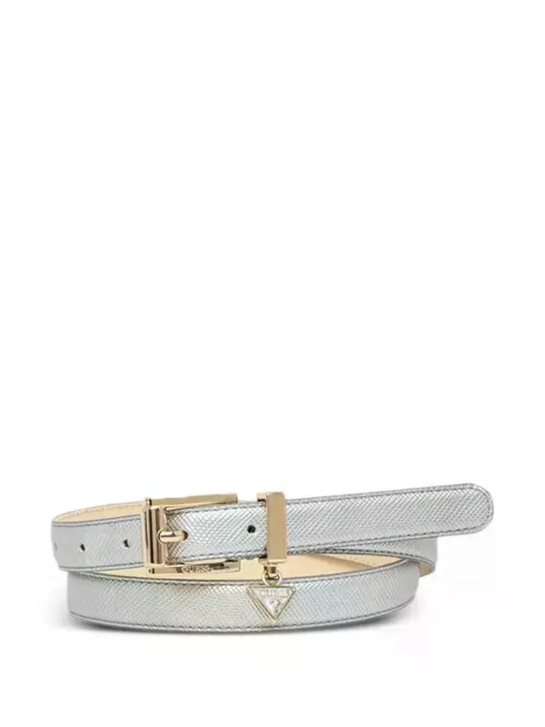 Guess Logo-charm Buckled Belt - Silver