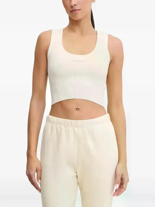 Guess Ribbed-knit Crop Top - White