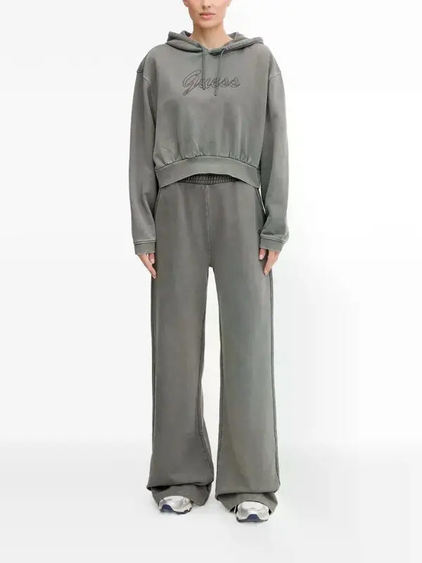 Guess Logo-embroidered Hoodie - Grey