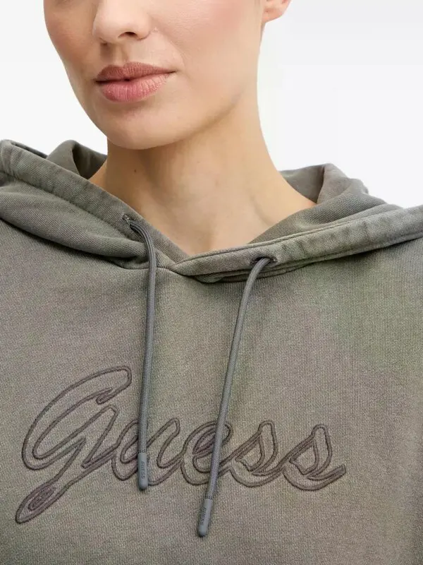 Guess Logo-embroidered Hoodie - Grey