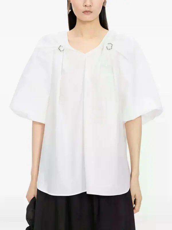 JNBY Pleated V-neck Blouse - Neutrals