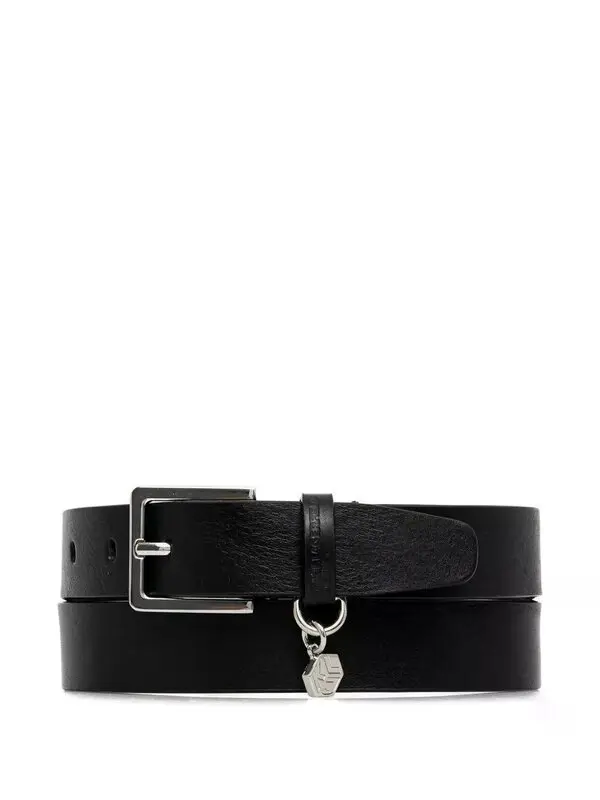 Karl Lagerfeld Logo-charm Calf Leather Belt - Black
