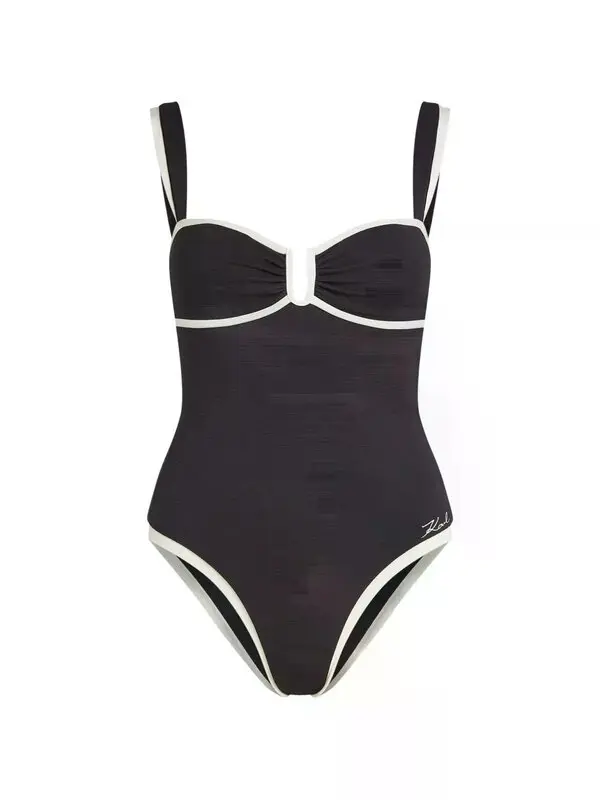Karl Lagerfeld Signature One Piece Swimsuit - Black