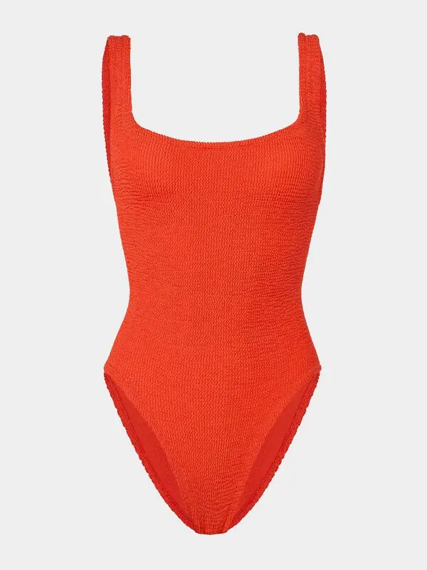 Hunza G Square Neck One Piece Swimsuit - Metallic Tangerine