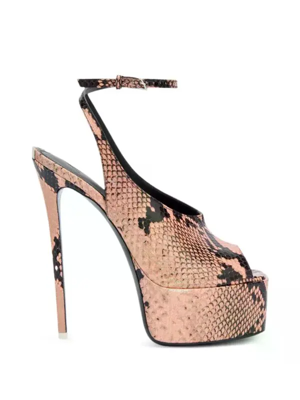 Attico Ornella Python-print Heeled Leather Pumps