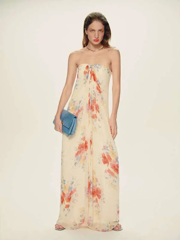REFORMATION Marlen Strapless Sweetheart Neck Maxi Dress - Ivory