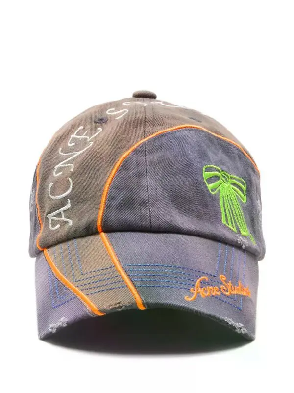 Acne Studios Distressed Embroidered Baseball Cap - Grey