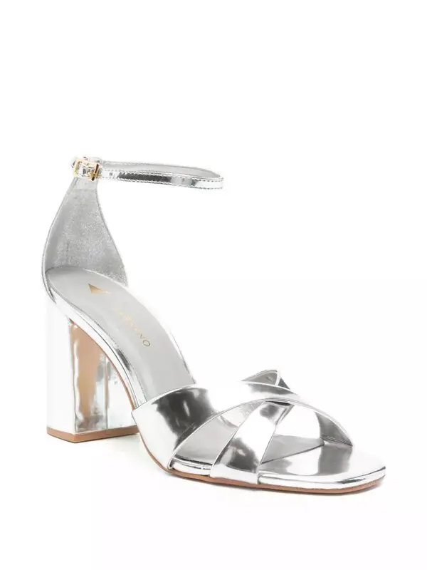 ANDREA CARRANO Crossover-strap Heeled Sandals - Silver