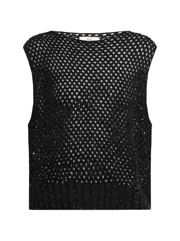 AKEP Sequin-embellished Open-knit Vest