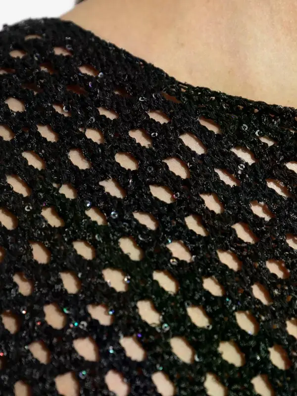 AKEP Sequin-embellished Open-knit Vest