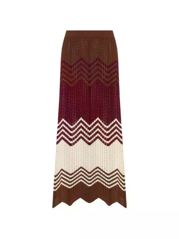 AKEP Zigzag-pattern Knitted Maxi Skirt