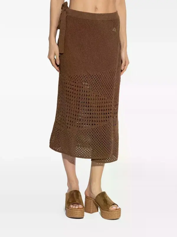 AKEP Open-knit Midi Skirt With Side-tie