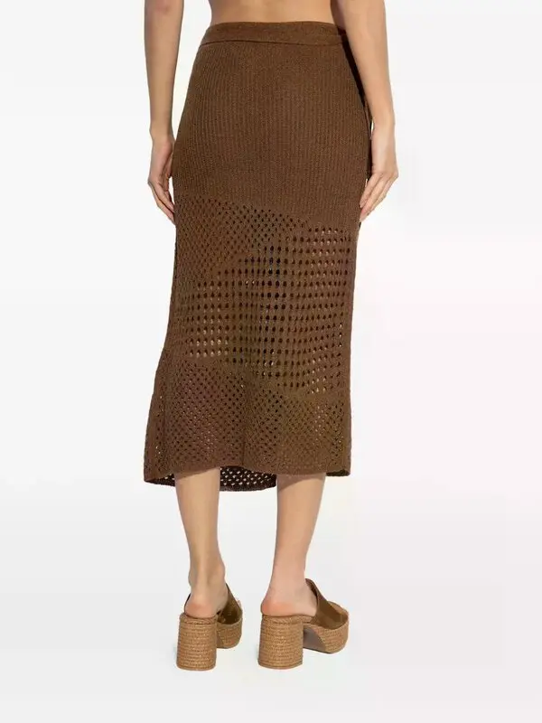 AKEP Open-knit Midi Skirt With Side-tie