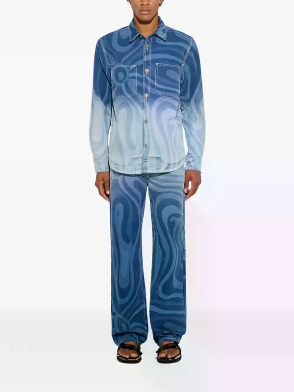 Emilio Pucci Marmo Print Oversized Denim Jacket