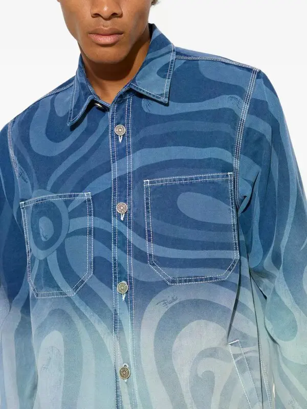 Emilio Pucci Marmo Print Oversized Denim Jacket