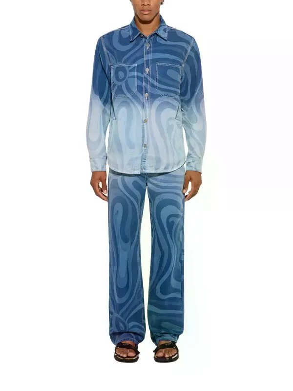 Emilio Pucci Marmo Print Denim Trousers