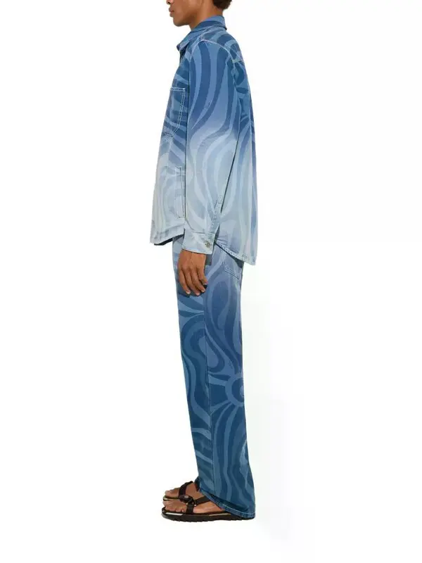 Emilio Pucci Marmo Print Denim Trousers