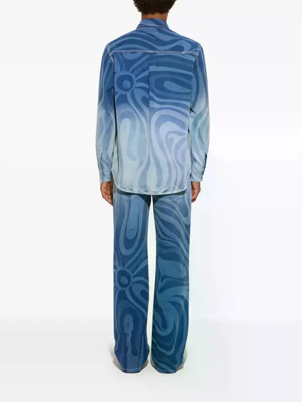 Emilio Pucci Marmo Print Denim Trousers
