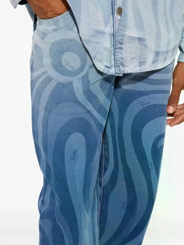 Emilio Pucci Marmo Print Denim Trousers