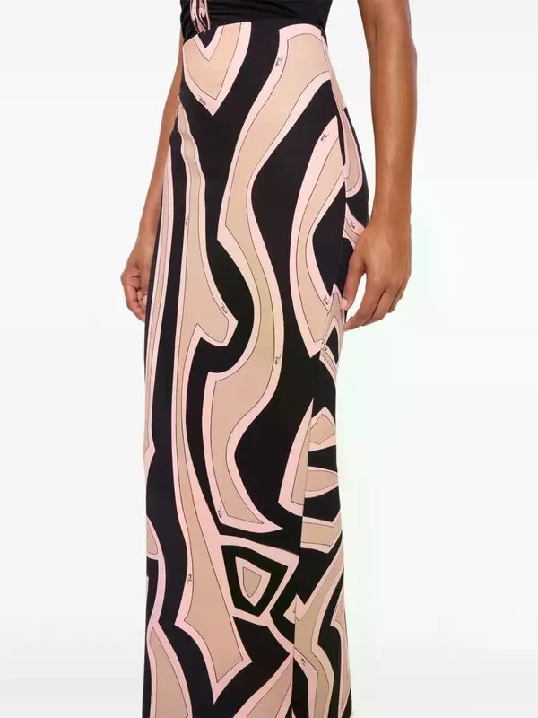 Emilio Pucci Labirinto Print Fitted Long Skirt