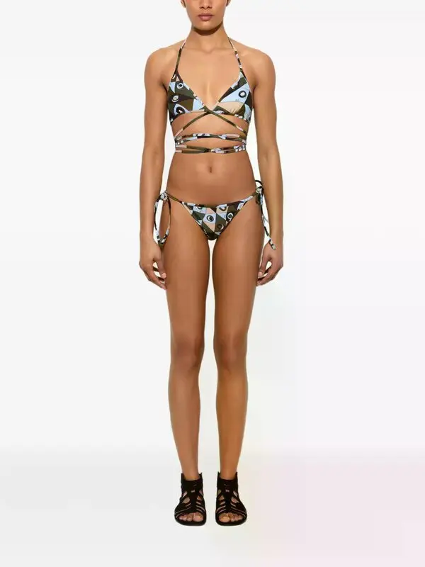 Emilio Pucci Occhi Print Triangle Bikini Top - Black