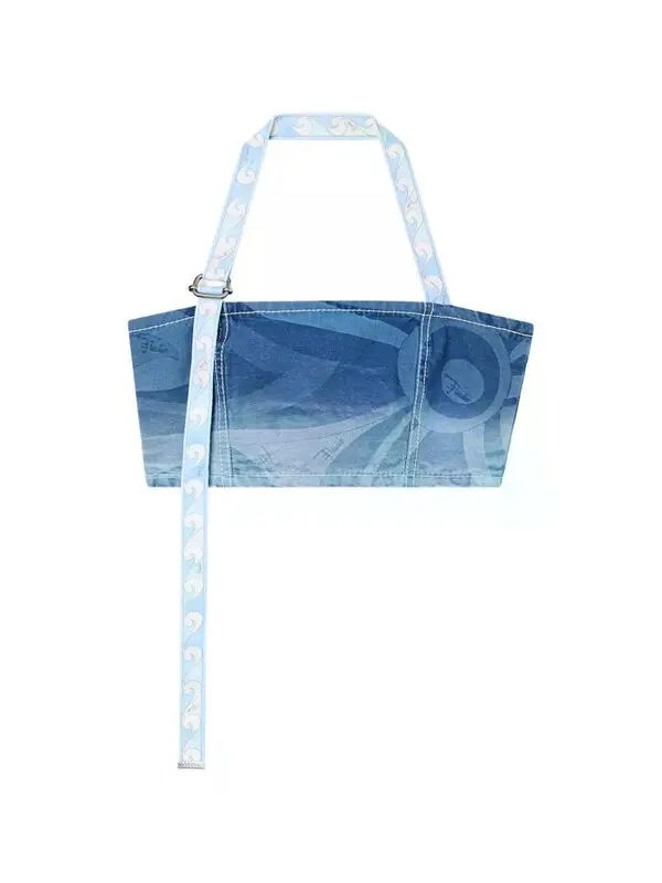 Emilio Pucci Marmo Print Denim Strapless Top