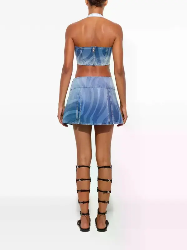 Emilio Pucci Marmo Print Denim Skirt