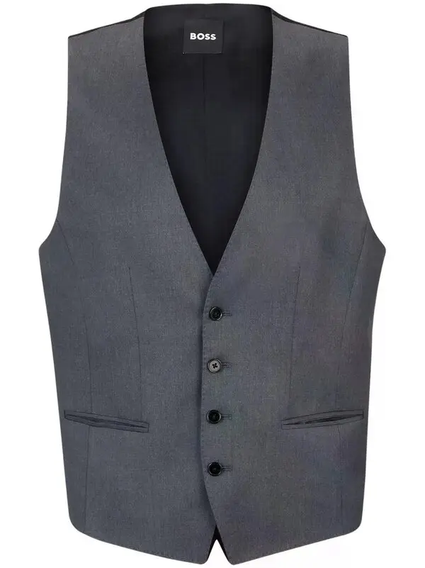 BOSS Tailored Button-down Waistcoat - Grey