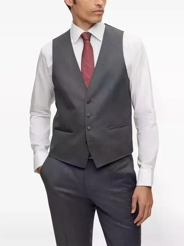 BOSS Tailored Button-down Waistcoat - Grey