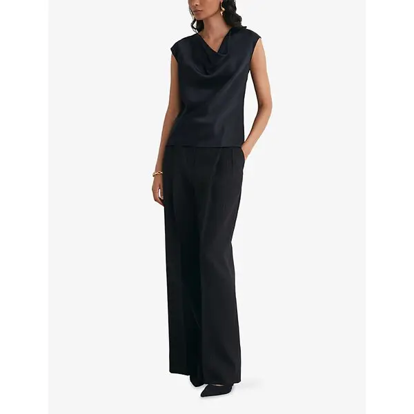 REISS Cate Cowl-neck Sleeveless Silk Top