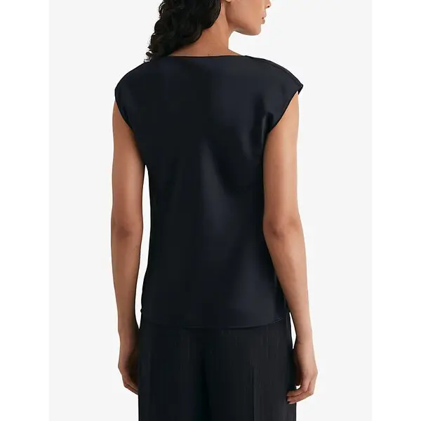 REISS Cate Cowl-neck Sleeveless Silk Top