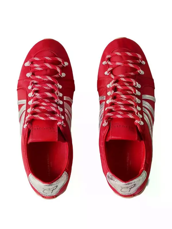 Claudie Pierlot Swing Striped Lace-up Sneakers - Red