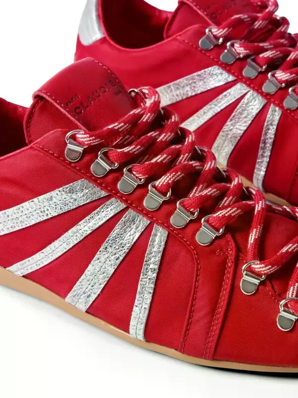 Claudie Pierlot Swing Striped Lace-up Sneakers - Red