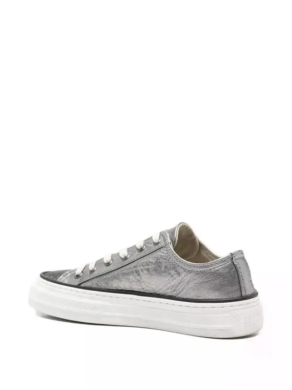 Brunello Cucinelli Metallic Lace-up Sneakers - Silver